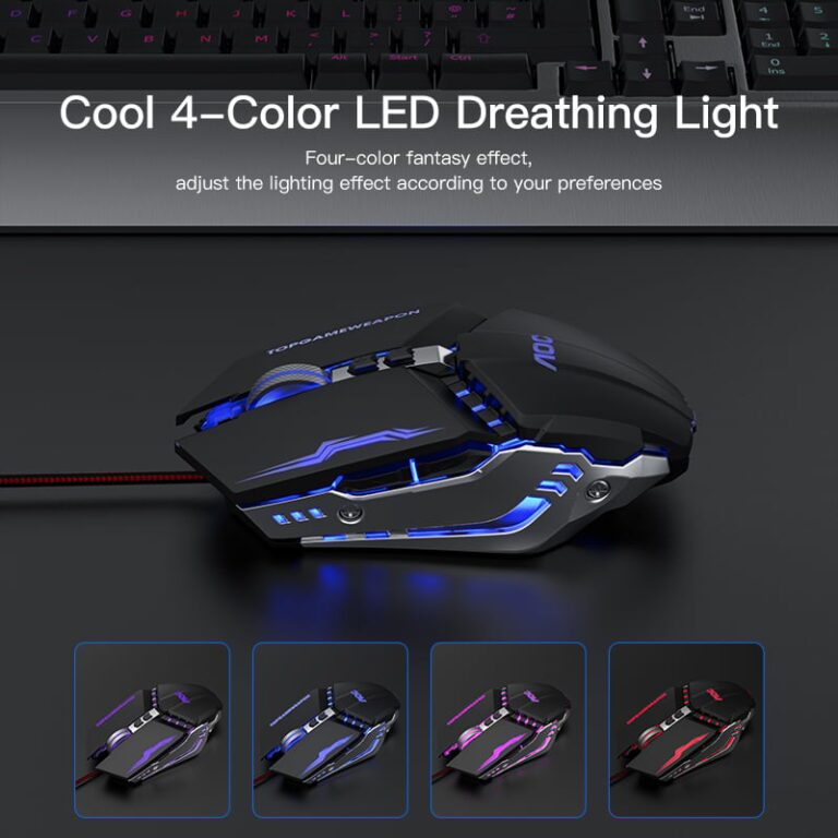 AOC GM110 Wired RGB Gaming Mouse – Adjustable DPI, 6 Programmable ...
