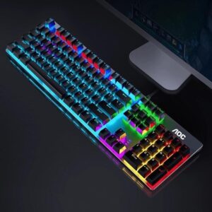 AOC GK410 Wired Mechanical Gaming Keyboard – Blue Switch, RGB Backlit ...
